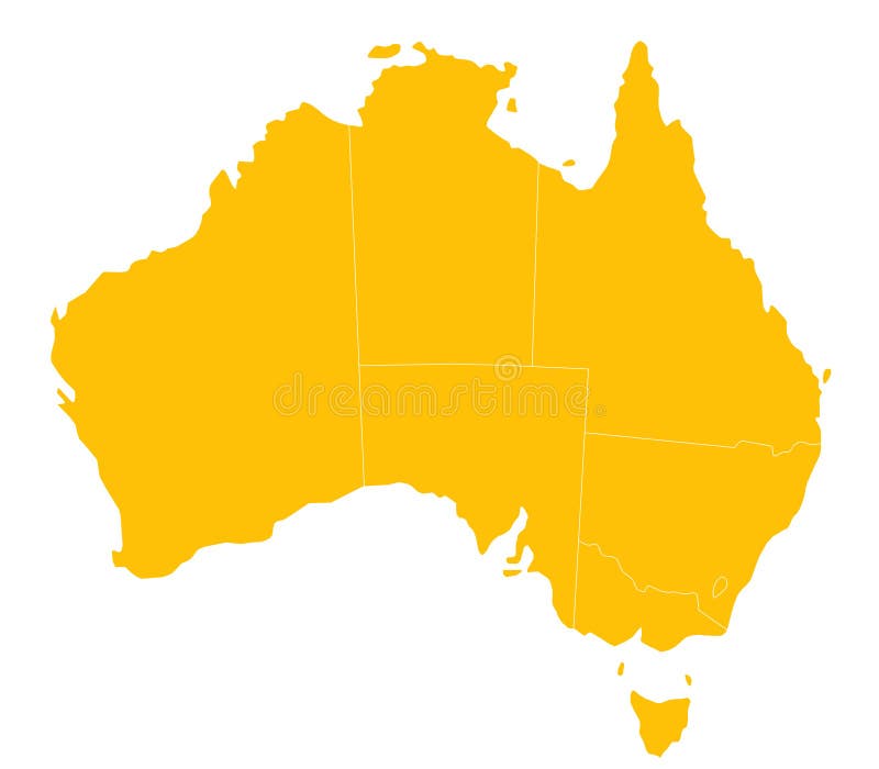 Australia Map with Yellow Color Stock Illustration - Illustration of ...