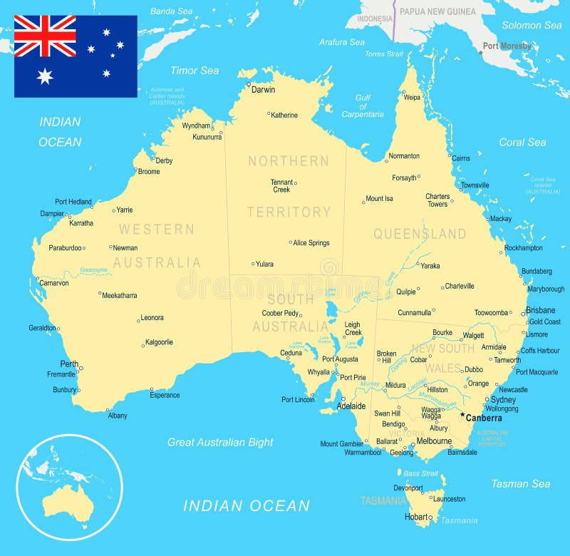 Australia - Mapa Y Bandera - Ejemplo Stock de ilustración - Ilustración ...