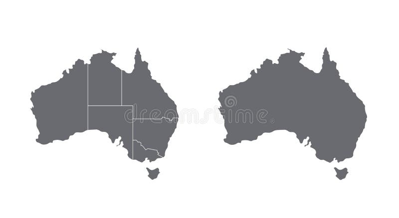 Australia Maps Set with States Borders Isolated on White. Stock ...