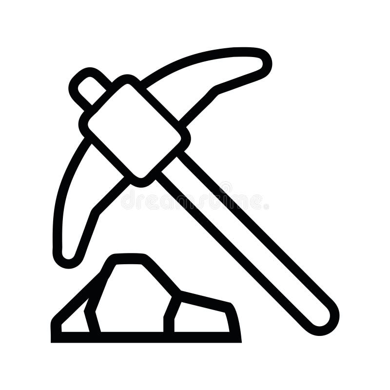 Mining Pickaxe Tool Hitting Rock Vector Icon Stock Vector ...
