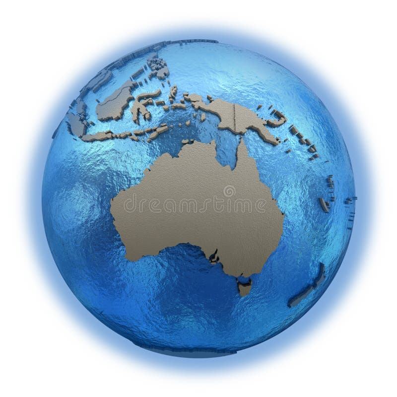 Australia on Model of Planet Earth Stock Illustration - Illustration of ...