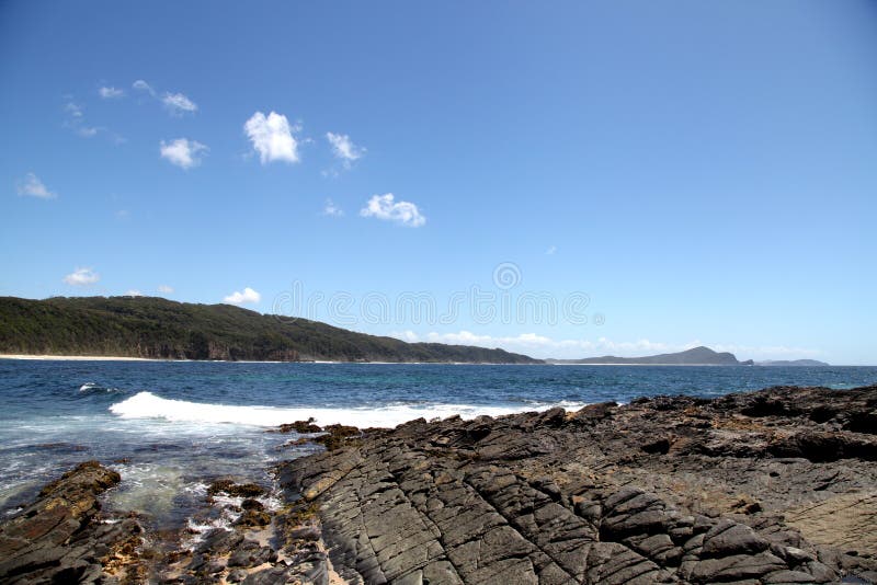 Australia Ocean View @ Seal Rocks Stock Photo - Image of mountains ...