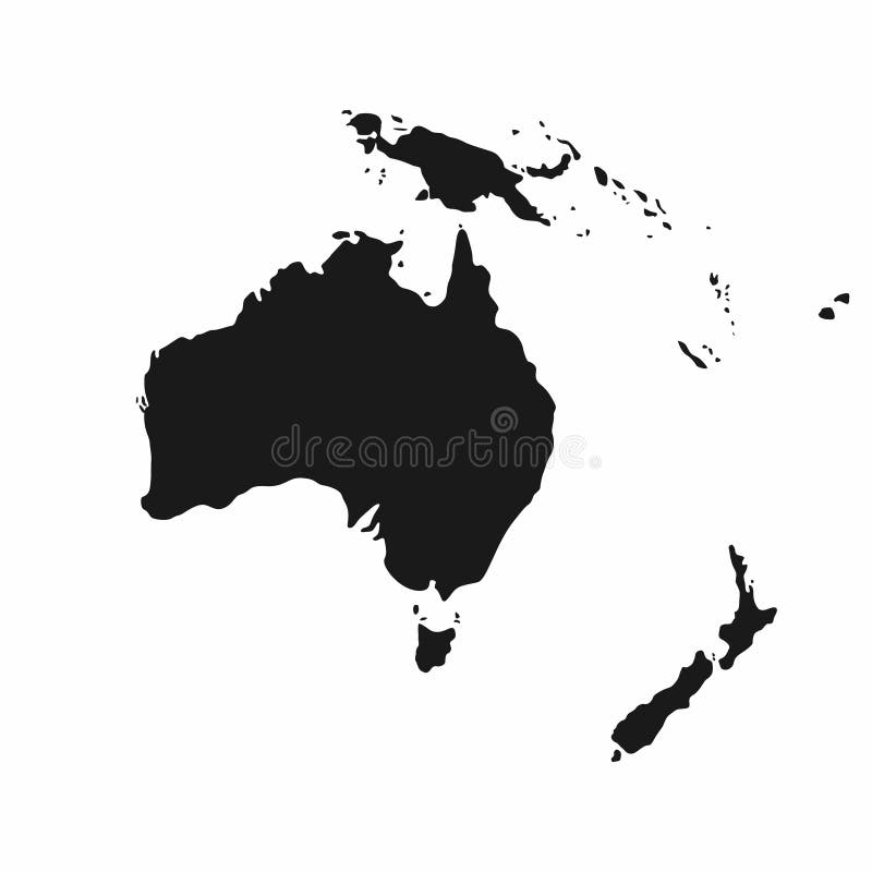 Australia and Oceania Map. Monochrome Australia Icon Stock Vector ...