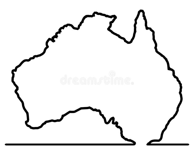 Australia Outline Line Drawing Stock Vector - Illustration of graphic ...
