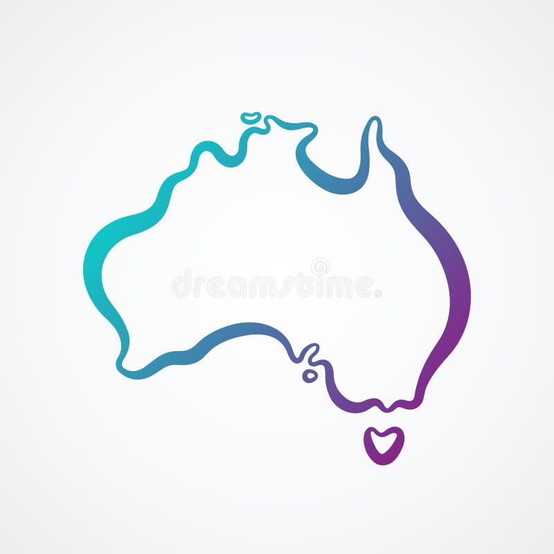 Australia - Stylized Outline Map Stock Vector - Illustration of violet ...