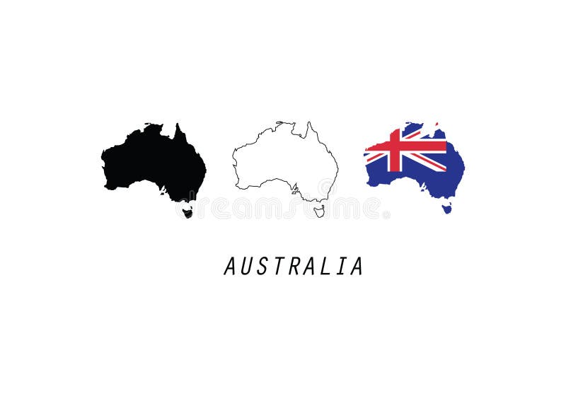 Australia Outline Map National Borders Country Shape Stock Vector ...