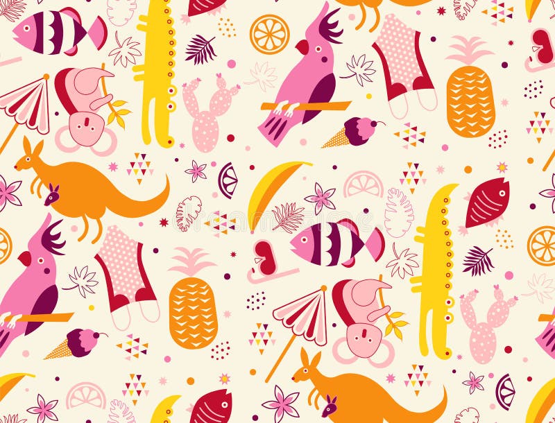 Australia Pattern Seamless Design Graphic Stock Vector - Illustration ...