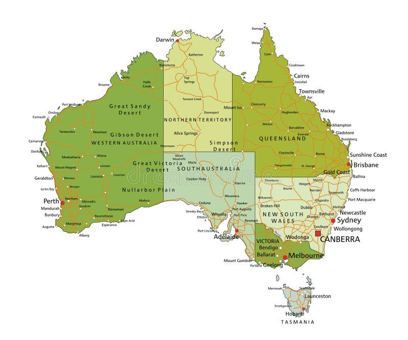 Australia - Highly Detailed Editable Political Map with Separated ...