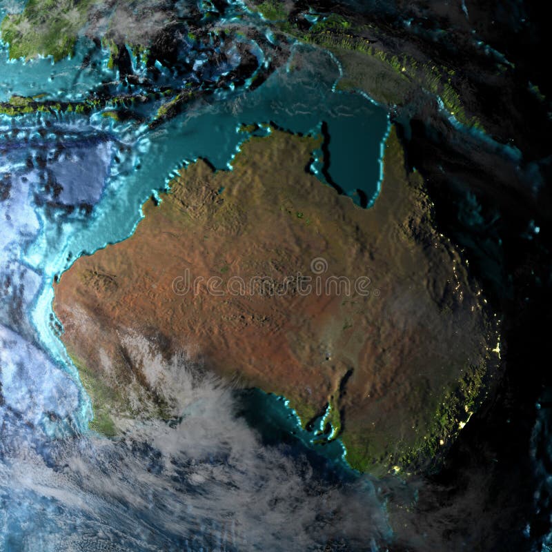 Australia on physical map stock illustration. Illustration of weather ...