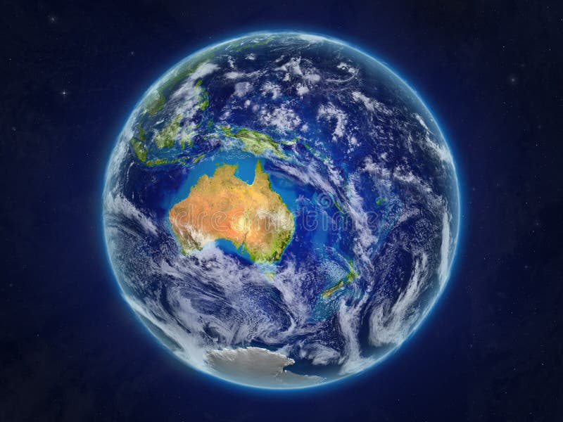Australia on Planet Earth from Space Stock Illustration - Illustration ...
