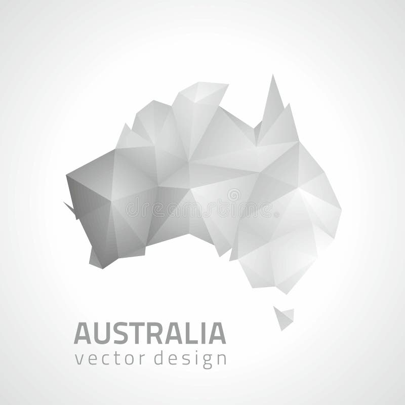 Australia Polygonal Triangle Grey and Silver Vector Map Stock Vector ...