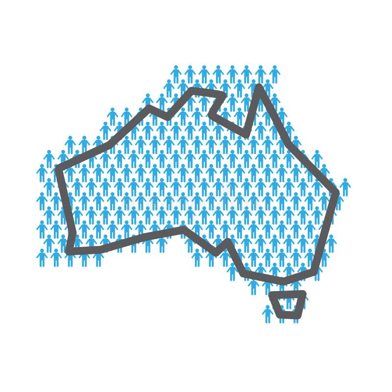 Australia Population Map. Country Outline Made from People Figures ...