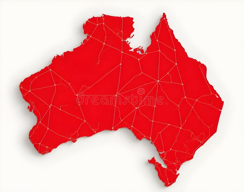 Australia red polygon map stock illustration. Illustration of font ...