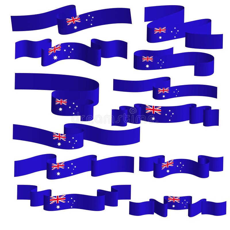 Australia Ribbon Flag Vector Element Bundle Set Stock Vector ...