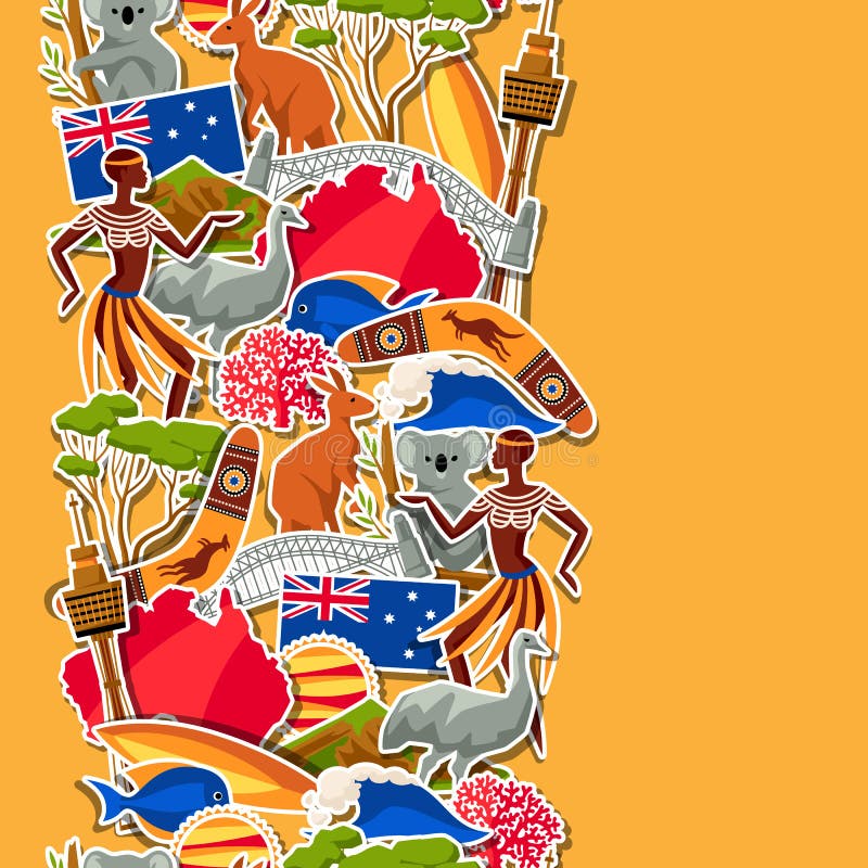 Australia Seamless Pattern. Australian Traditional Symbols and Objects ...