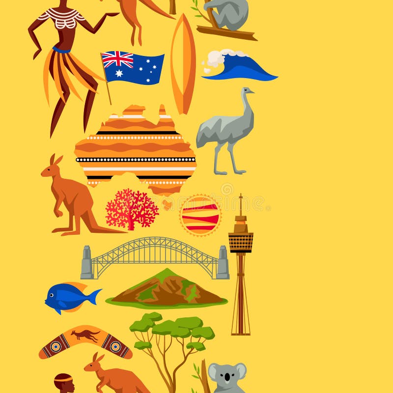 Australia Seamless Pattern with Traditional Australian Architecture and ...
