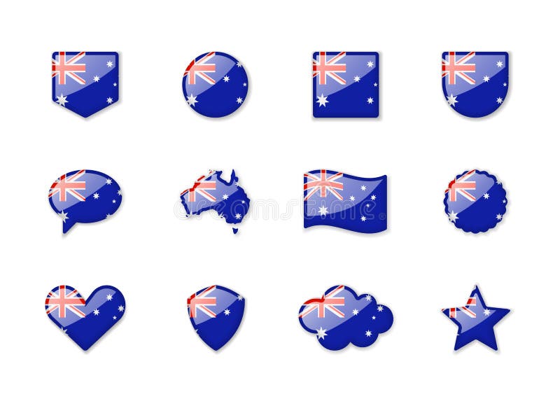 Australia - Set of Shiny Flags of Different Shapes. Stock Vector ...
