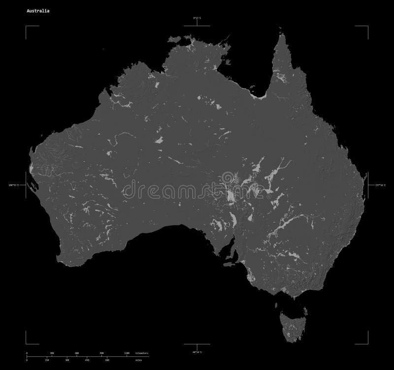 Australia Shape on Black. Bilevel Stock Illustration - Illustration of ...