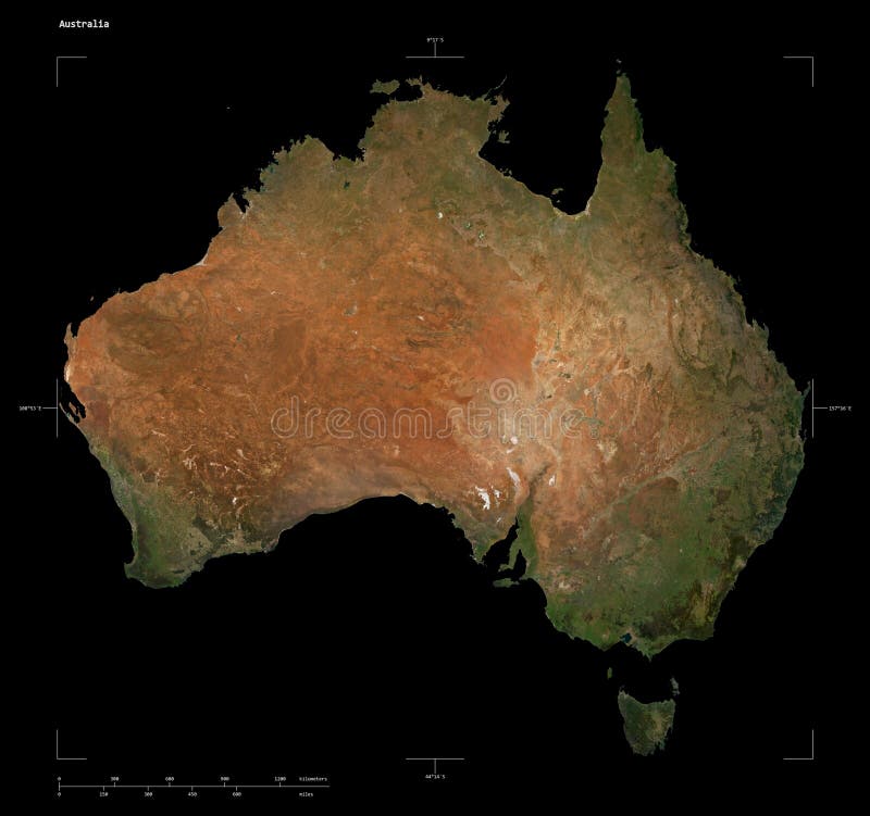 Australia Shape on Black. Low-res Satellite Stock Illustration ...
