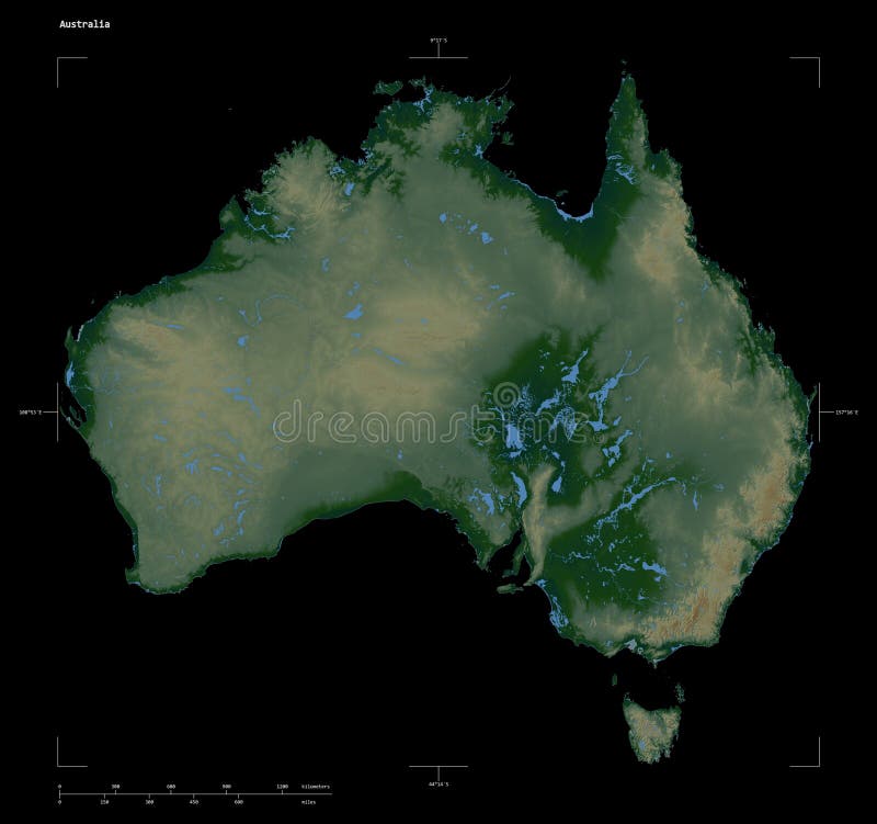 Australia Shape on Black. Physical Stock Illustration - Illustration of ...