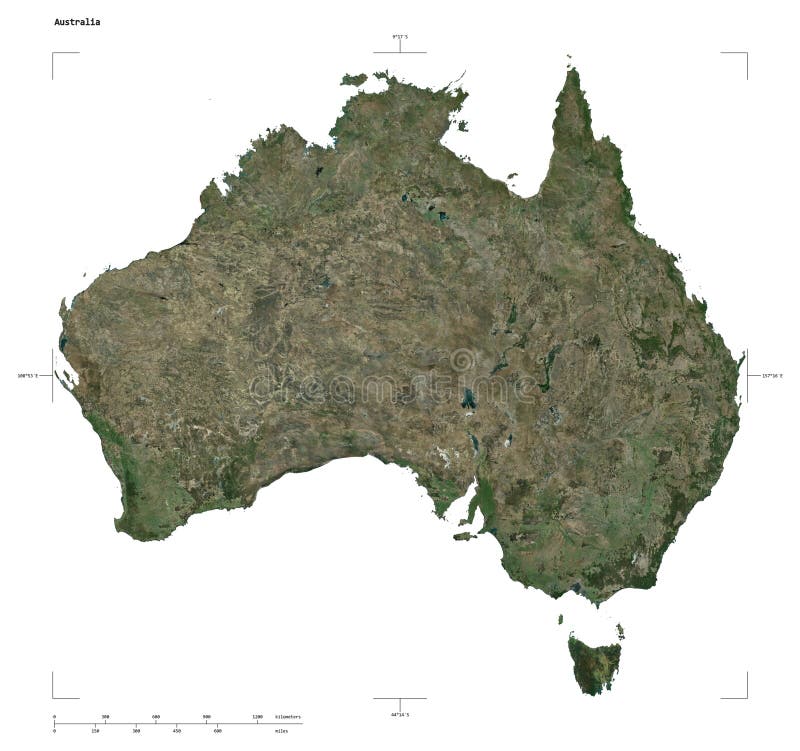 Australia Shape on White. High-res Satellite Stock Illustration ...