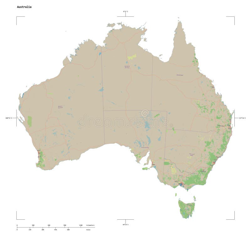 Australia Shape on White. Topo Standard Stock Illustration ...