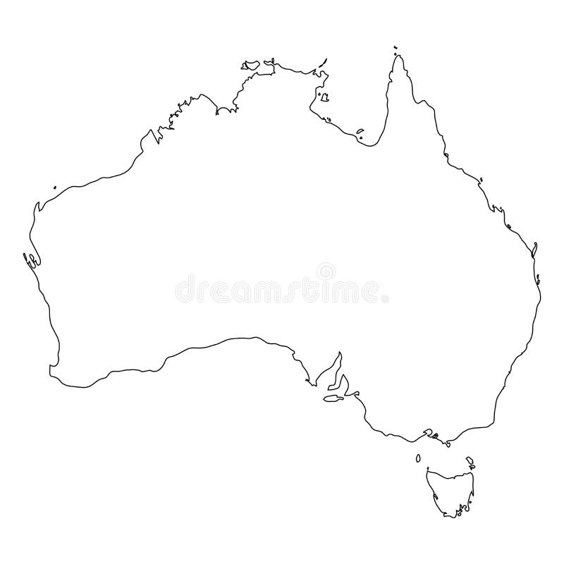 Australia - Solid Black Outline Border Map of Country Area. Simple Flat ...