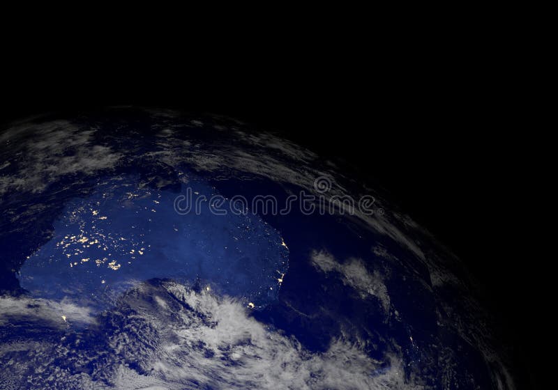 Australia from Space at Night Stock Image - Image of australia, globe ...