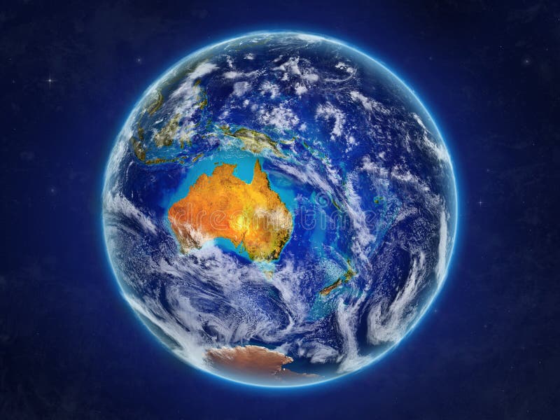 Australia from Space on Realistic Model of Planet Earth with Country ...