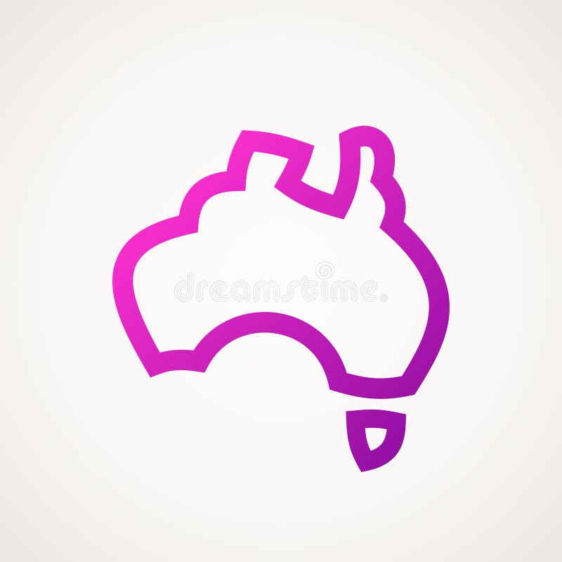 Australia - Stylized Outline Map Stock Vector - Illustration of violet ...