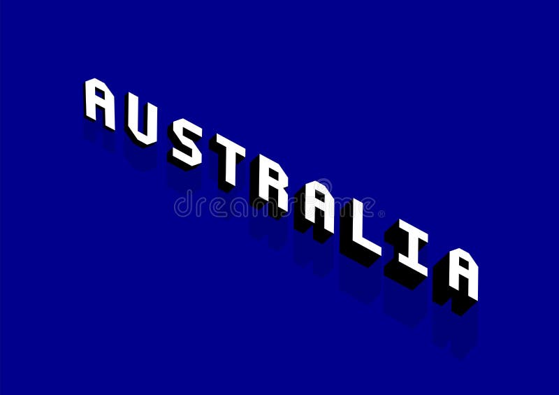 Australia Text with 3d Isometric Effect Stock Vector - Illustration of ...