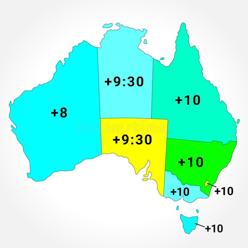 Australia Time Zone Map, Australian Standard Time Zones Ilustração ...