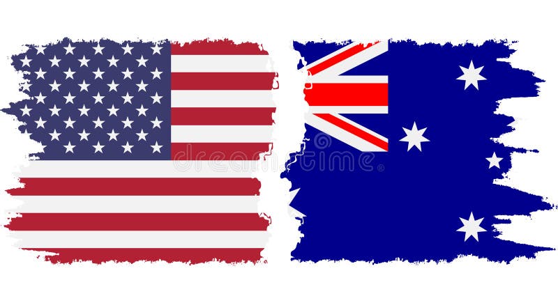 Australia and USA Grunge Flags Connection Vector Stock Vector ...