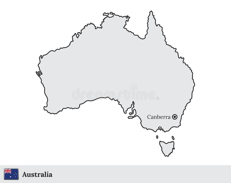 Australia Vector Map with the Capital City of Canberra Stock Vector ...