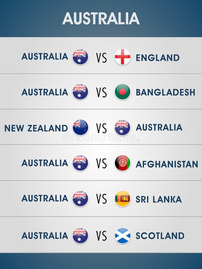 Australia 2015 World Cup Match Schedule. Stock Illustration ...