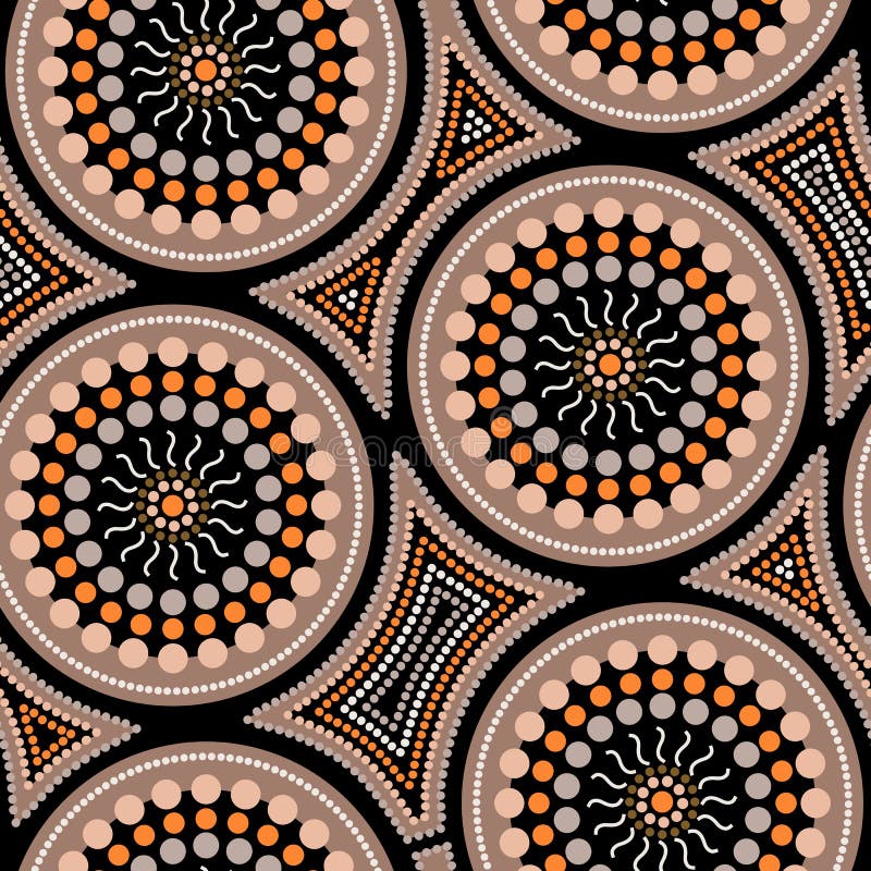 Australian Aboriginal Seamless Horizontal Border Pattern with Circles ...