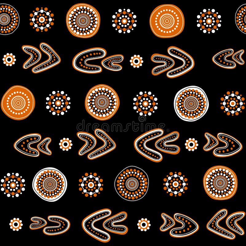 Australian Aboriginal Seamless Vector Pattern with Dotted Circles ...
