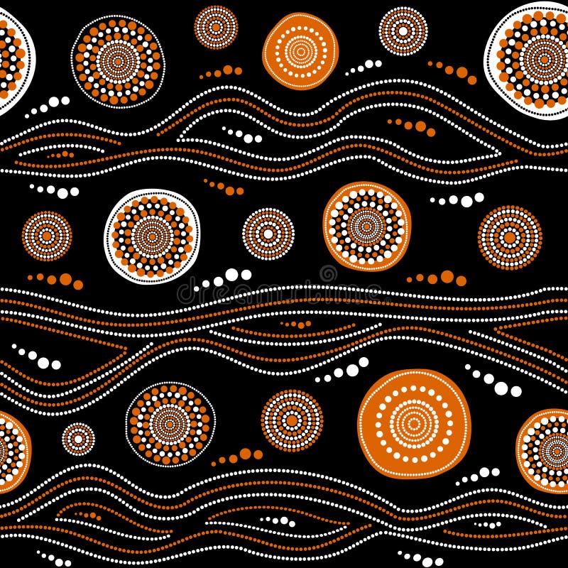 Australian Aboriginal Seamless Vector Pattern with Dotted Circles ...