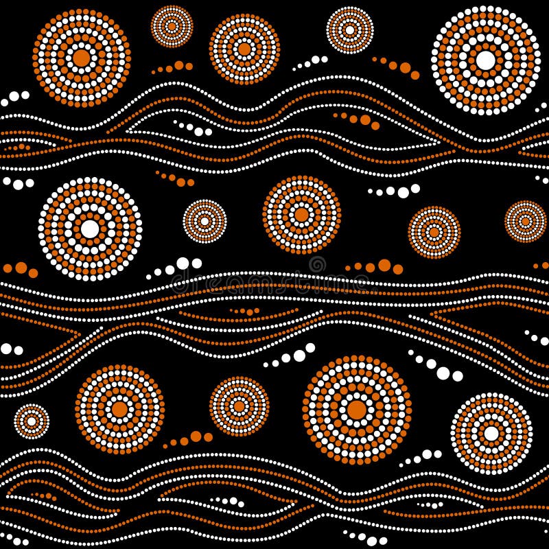 Australian Aboriginal Seamless Vector Pattern with Dotted Circles ...
