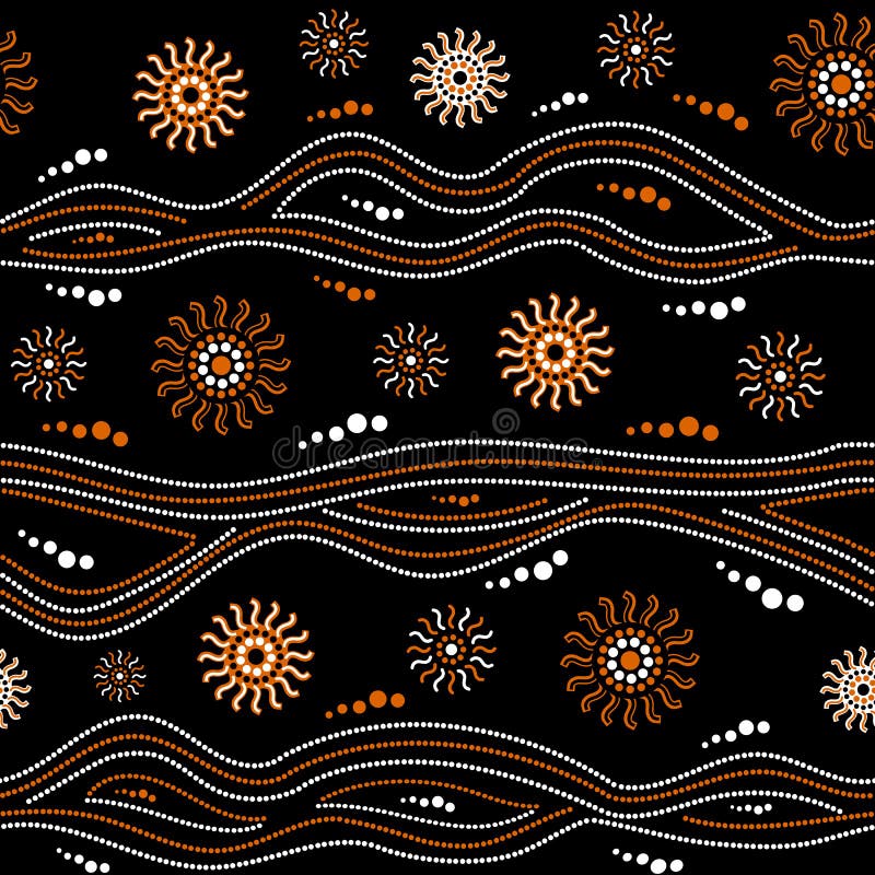 Australian Aboriginal Seamless Vector Pattern with Dotted Circles ...