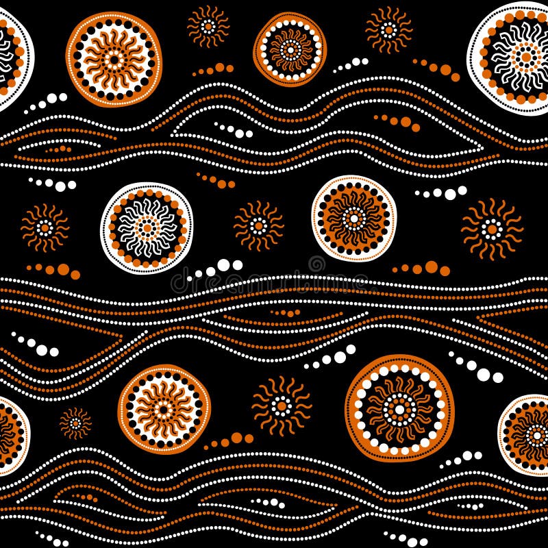 Australian Aboriginal Seamless Vector Pattern with Dotted Circles ...