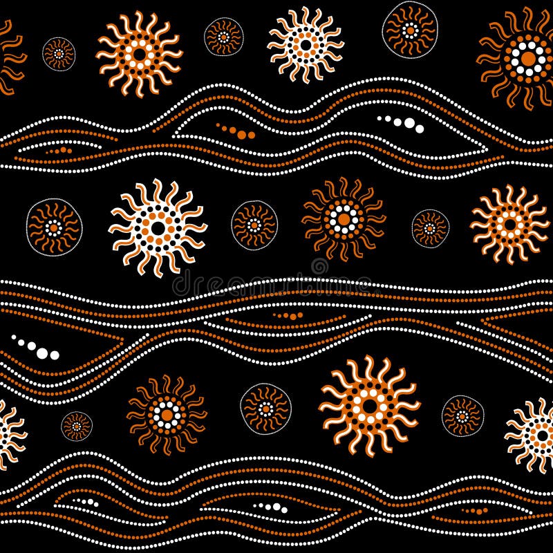 Australian Aboriginal Seamless Vector Pattern with Dotted Circles ...