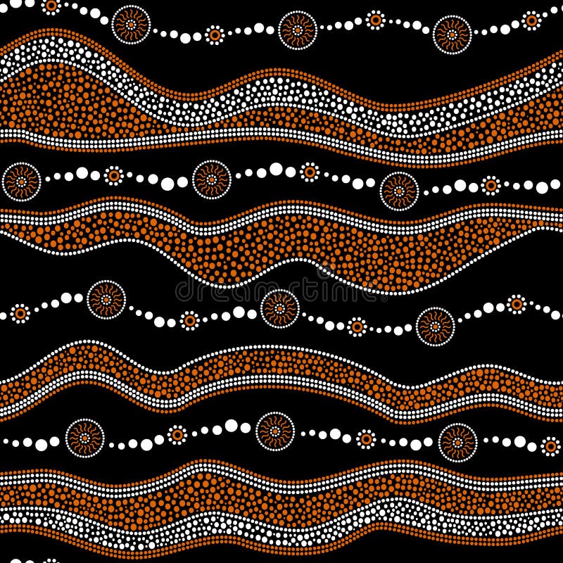 Australian Aboriginal Seamless Vector Pattern with Dotted Circles ...