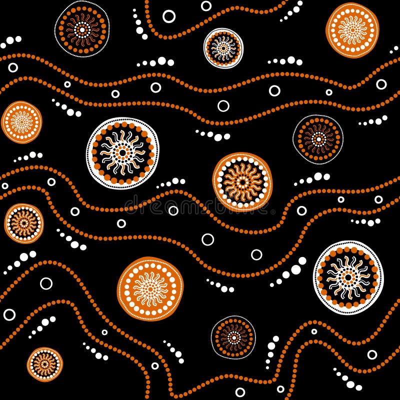 Australian Aboriginal Seamless Vector Pattern with Dotted Circles ...