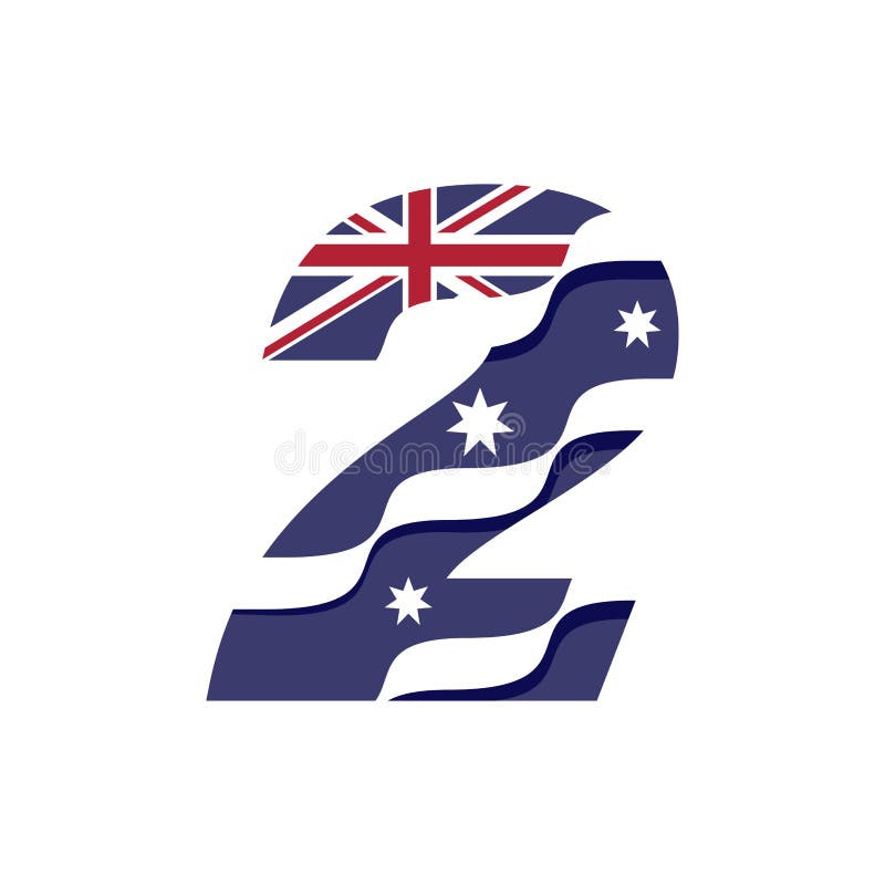 Australian Flag Logo with Number Two Stock Illustration - Illustration ...