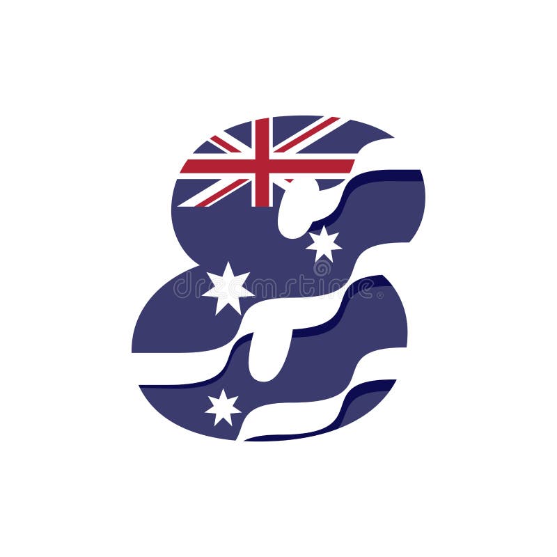 Australian Flag Logo with Number Eight Stock Illustration ...