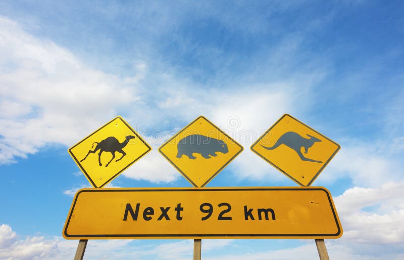 Australian Animals Road Sign Stock Image - Image of plain, remote: 44183029