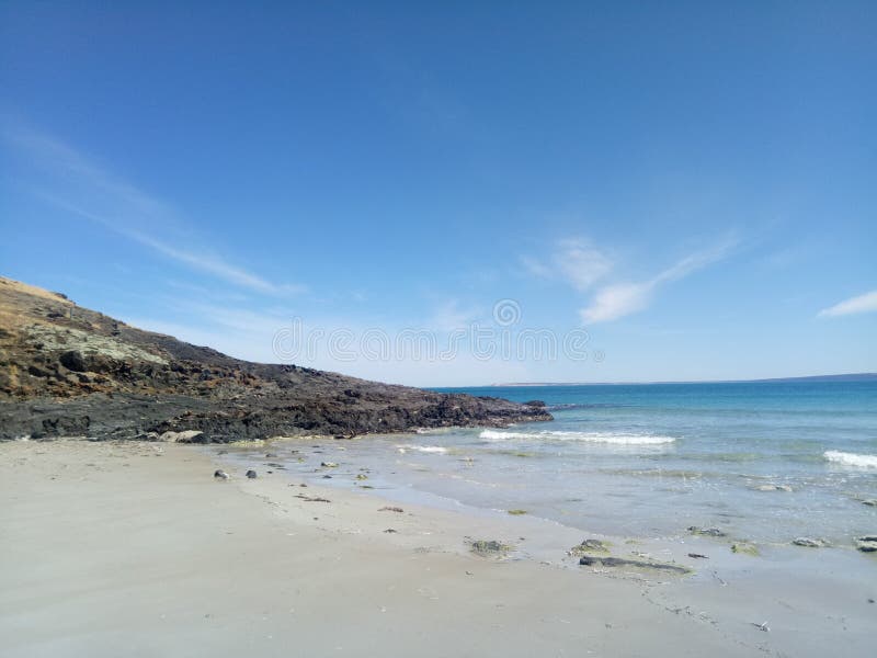 Australian Beach with Clear Blue Sky Stock Image - Image of horizon ...