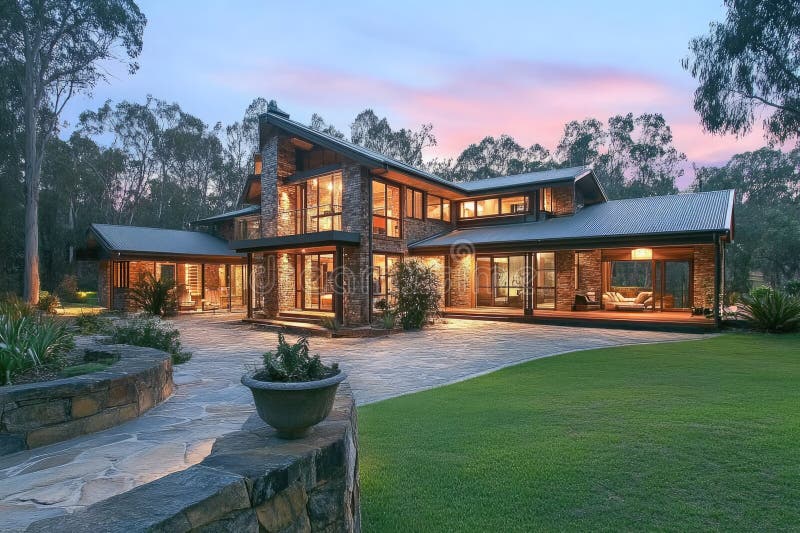 Australian Bush Home Blending Modern Design with Native Flora Stock ...