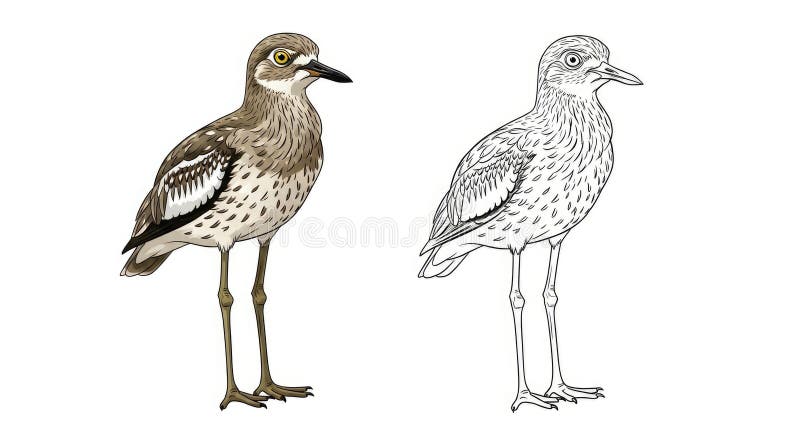 Curlew Coloring Sheet Outline Stock Illustrations – 2 Curlew Coloring ...